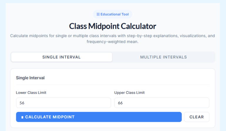 Class Midpoint Calculator - Find Mean & Midpoints Fast
